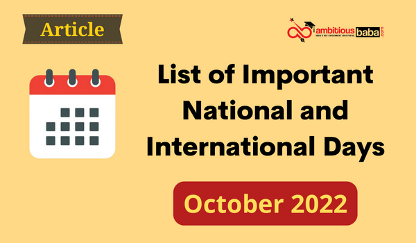 Important National and International Days in October 2022