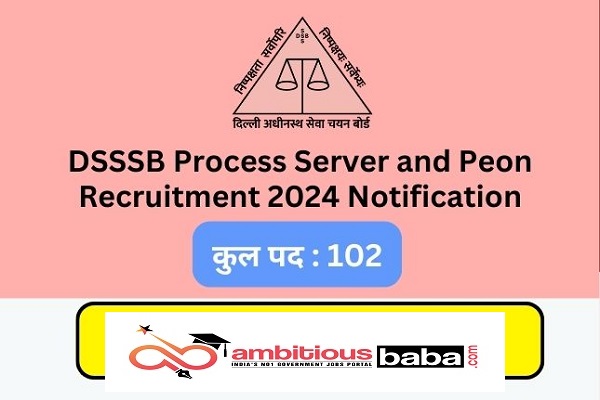 DSSSB Recruitment 2024 for Peon/Orderly/Dak Peon and Process Server